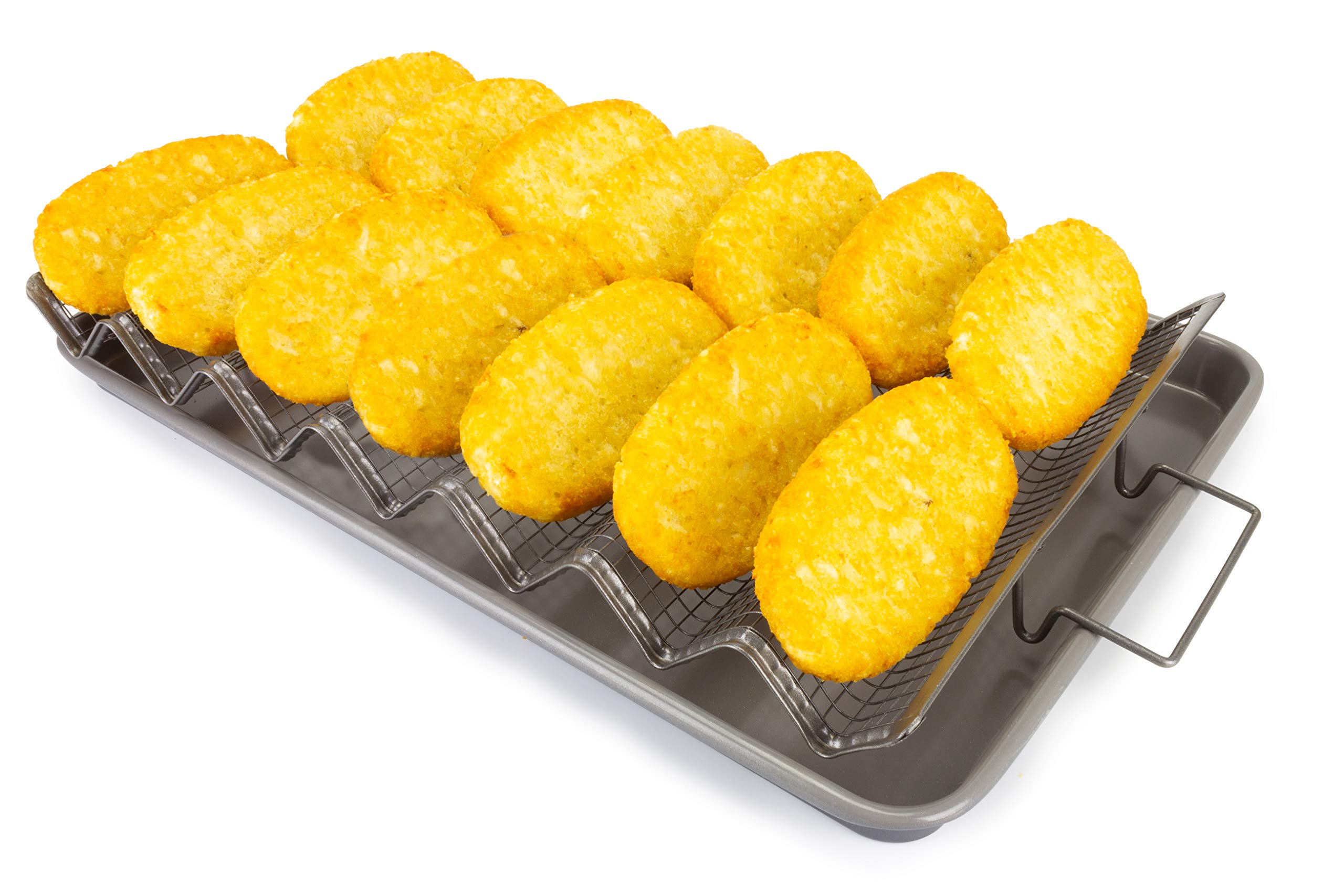EaZy MealZ Bacon Rack & Tray Set | Specialty Tray and Grease Catcher | Even Cooking | Non-Stick | Healthy Cooking | Durable Material | Customized Cooking Experience (Large, Gray)
