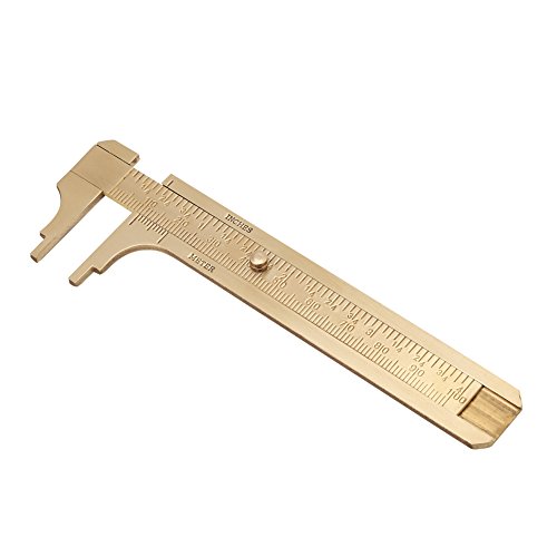 Handy Sliding Gauge Double Scales Vernier Caliper Ruler Measuring Tool mm/inch Brass Pocket Ruler 100mm