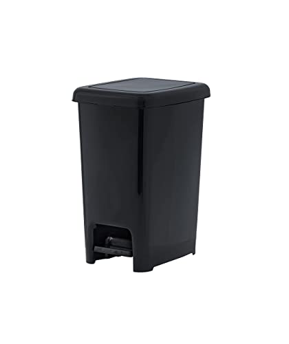 Superio Slim Trash Can with Foot Pedal β 6.5 Gallon Step-On Trash Can with Lid, Medium Plastic Garbage Can, Trashcan for Bathroom, Kitchen, Office, Bedroom, Dorm, Patio β Black, 2