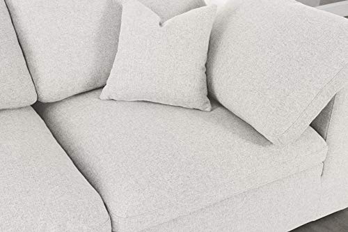 Meridian Furniture Serene Collection Modern | Contemporary Deluxe Comfort Modular Sectional, Soft Linen Textured Fabric, Down Cushions, 3 Corner + 3 Armless + 1 Ottoman, Cream