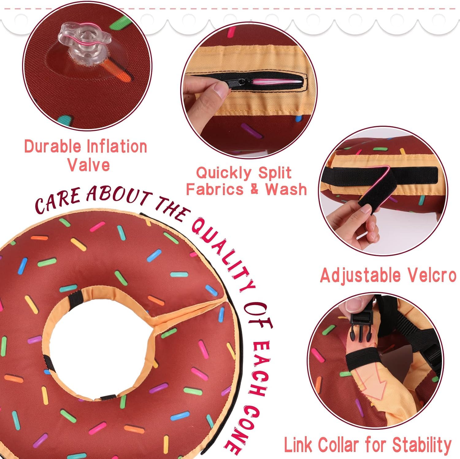 Inflatable Soft Dog Cone Collar for Small Medium Large Dogs & Cats Alternative After Surgery, Blow Up Pet Donut Neck Cone Prevent from Biting & Scratching, Comfy Adjustable Recovery Pillow Collarā¦