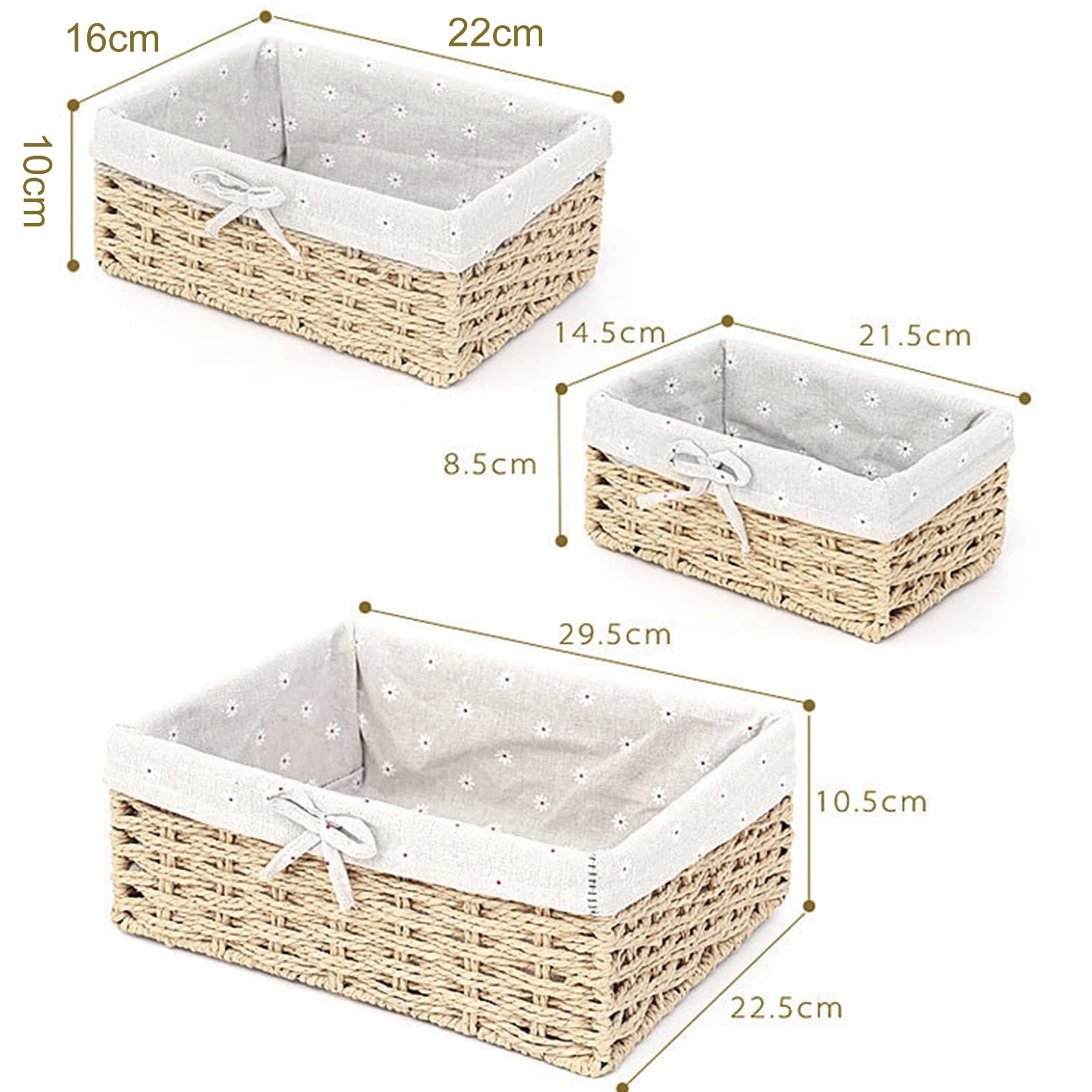 curfair Storage Box Storage Container Convenient Sundries Box Sturdy Construction Good Load Capacity Fabric Multifunction Handmade Clothes Toys Rattan Storage Basket Household Supplies-Khaki-L