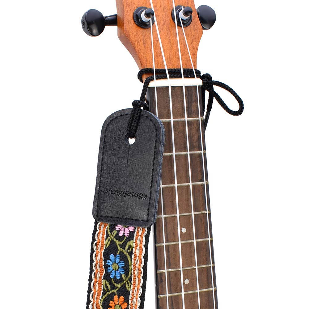 CLOUDMUSIC Tenor Concert Soprano Baritone Ukulele Strap Coloful Hawaii Floral Jacquard For Adult Size And Kids(Blue Orange Pink Flowers)