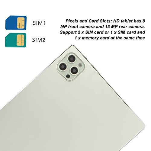 Gaming Tablet, 8800mAh 10.1 Inch Rechargeable Dual SIM Tablet for Business (Light Green)