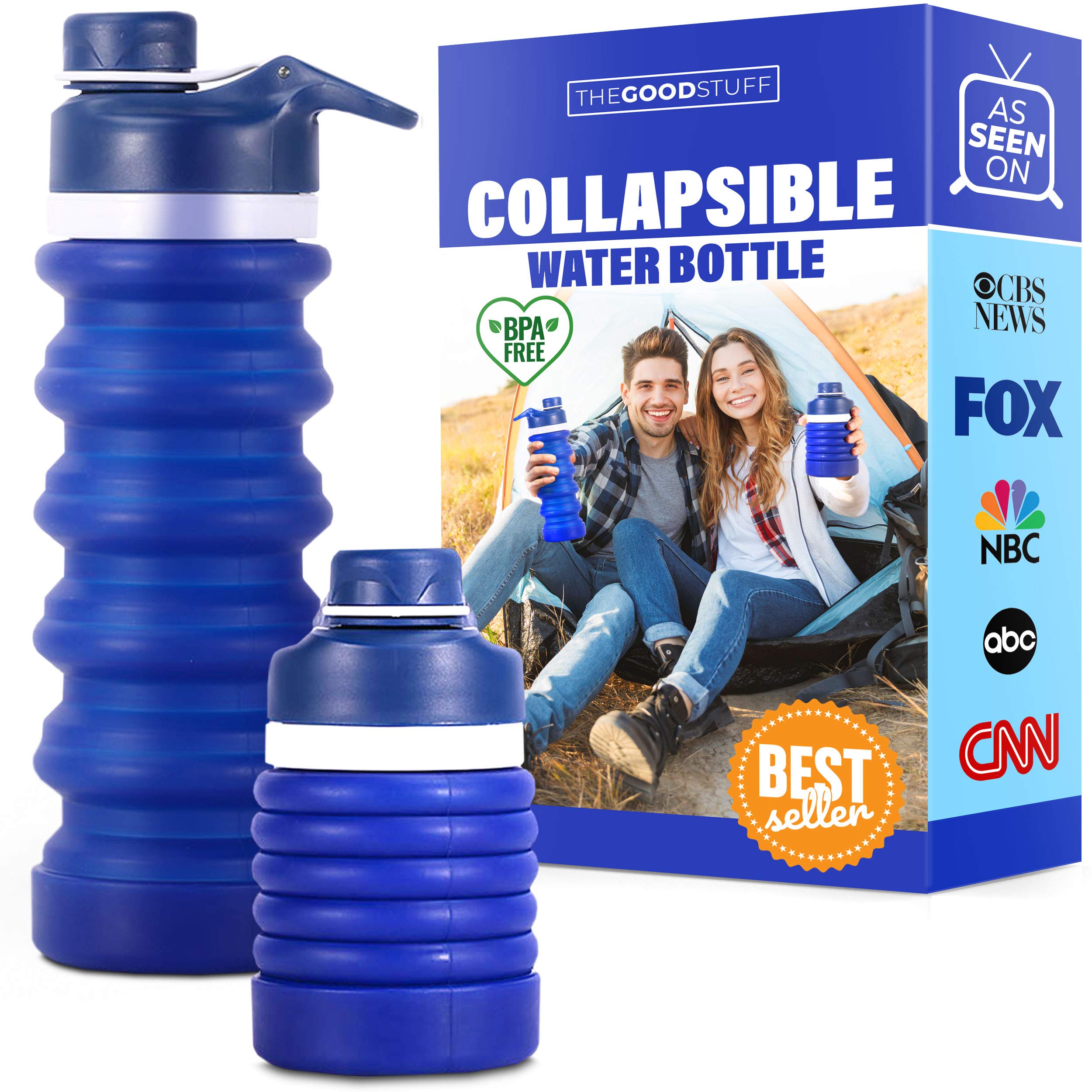 Collapsible Water Bottle BPA Free: Space Saving Drinking Bottle for Sports, Travel, and Gym