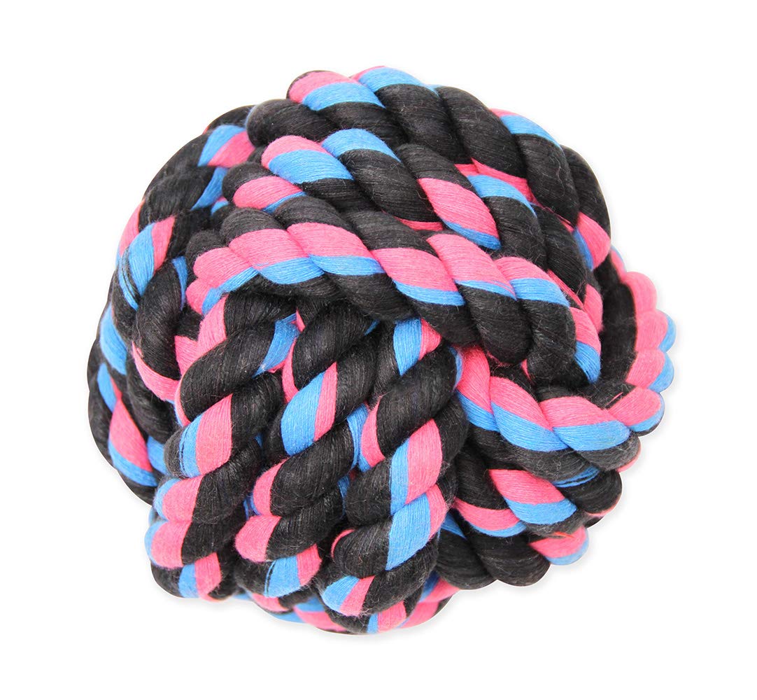 Mammoth Flossy Chews Monkey Fist Ball – Premium Cotton-Poly Rope Ball Toy for Dogs – Interactive Dog Rope Toy – Rope Dog Chew Toy & Fetch Toy for Small to Medium Dogs - Large 4.75” - Assorted Colors