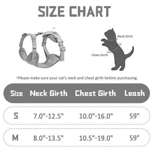 Supet Cat Harness and Leash for Walking Escape Proof, Adjustable Harness for Cats, Easy Control Small Cat Harness for Medium Large Kitten and Dogs