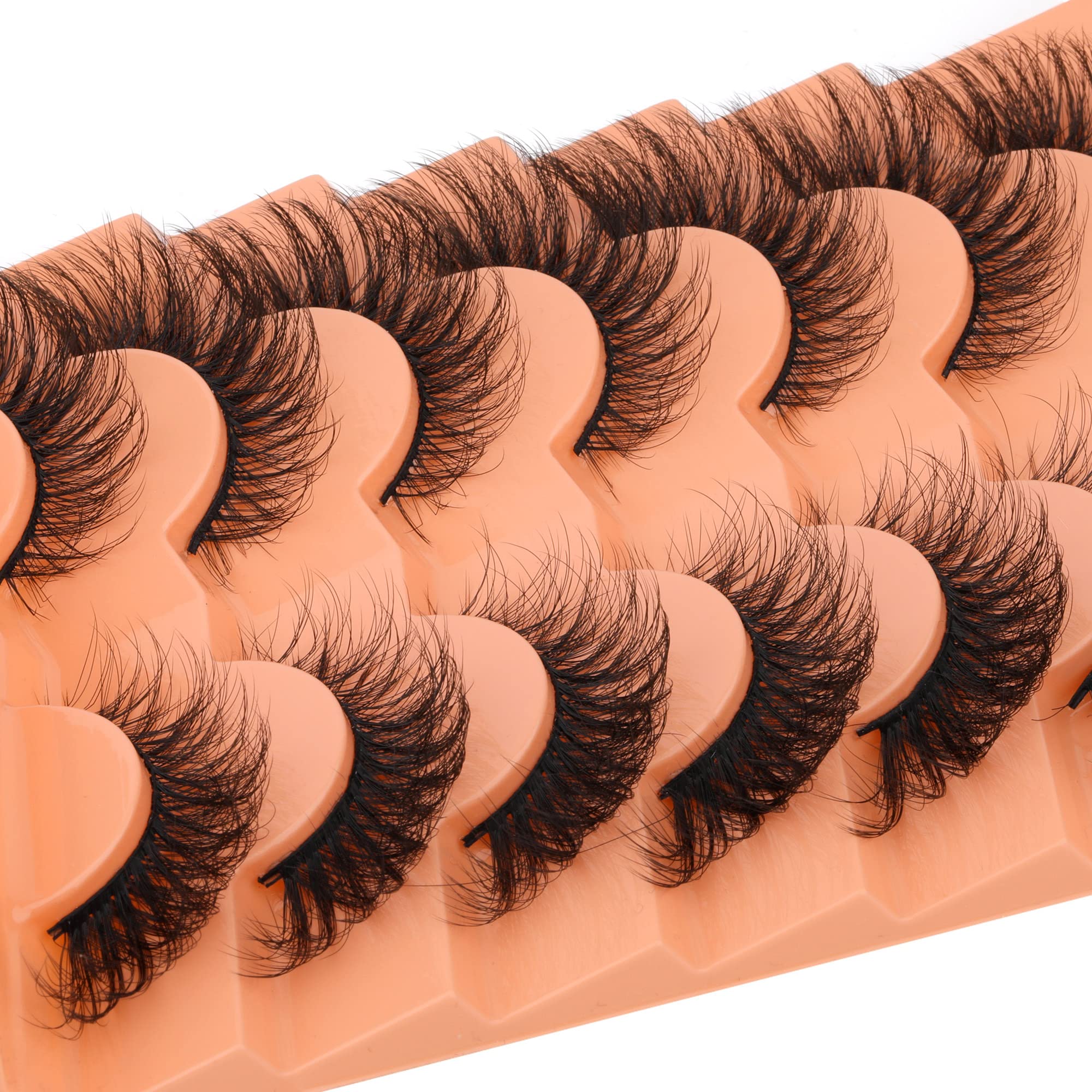 False Eyelashes Cat Eye Lashes Wispy Fluffy Fox Eye Lashes Natural Look Mink 8D Volume Curly Fake Eyelashes Dramatic Full Strip Lashes Pack by GVEFETIEE