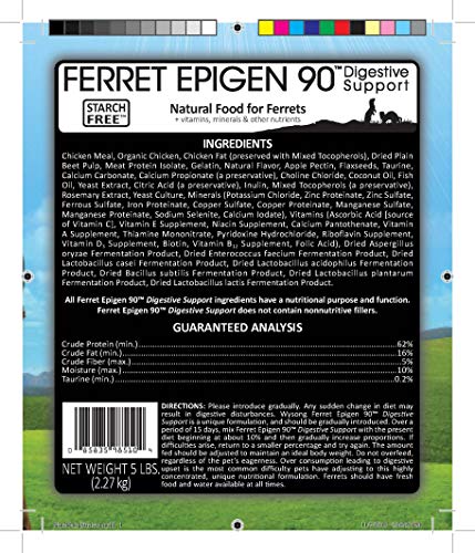 Wysong Ferret Epigen 90 Digestive Support - Dry Ferret Food - 5 Pound Bag