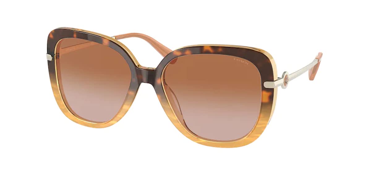 Coach HC8320 565313 55MM Amber Tortoise Gradient/Brown Gradient Square Sunglasses for Women + BUNDLE With Designer iWear Eyewear Kit