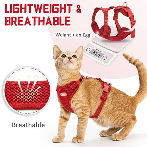 Supet Cat Harness and Leash for Walking Escape Proof, Adjustable Harness for Cats, Easy Control Small Cat Harness for Medium Large Kitten and Dogs