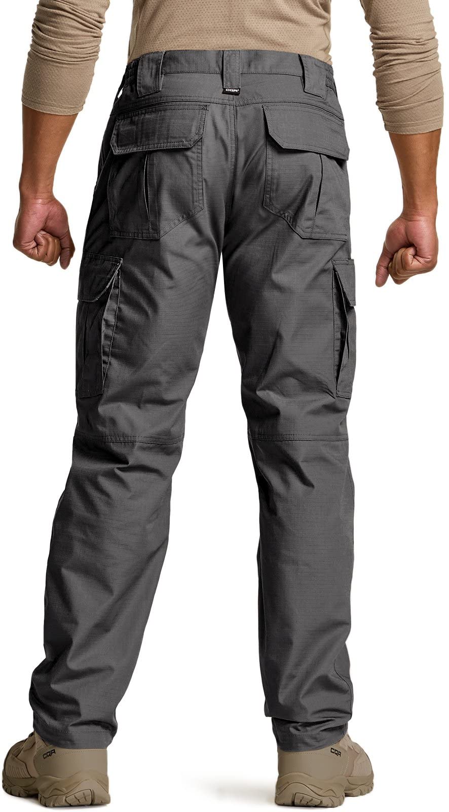 CQR Men's Tactical Pants, Water Resistant Ripstop Cargo Pants, Lightweight EDC Work Hiking Pants, Outdoor Apparel, Duratex Charcoal, 34W x 30L
