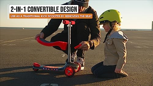 Razor Rollie DLX, 3-Wheel Light-Up Scooter for Younger Children, Seated and Stand-Up Riding Options