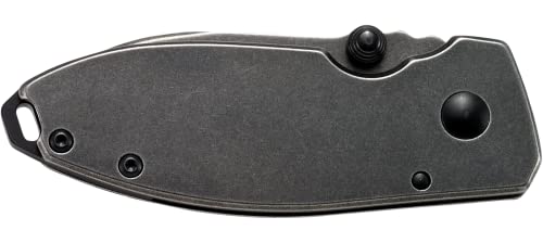 CRKT Squid Folding Pocket Knife: Compact EDC Straight Edge Utility Knife with Stainless Steel Blade and Framelock Handle - Black Stonewash 2490KS