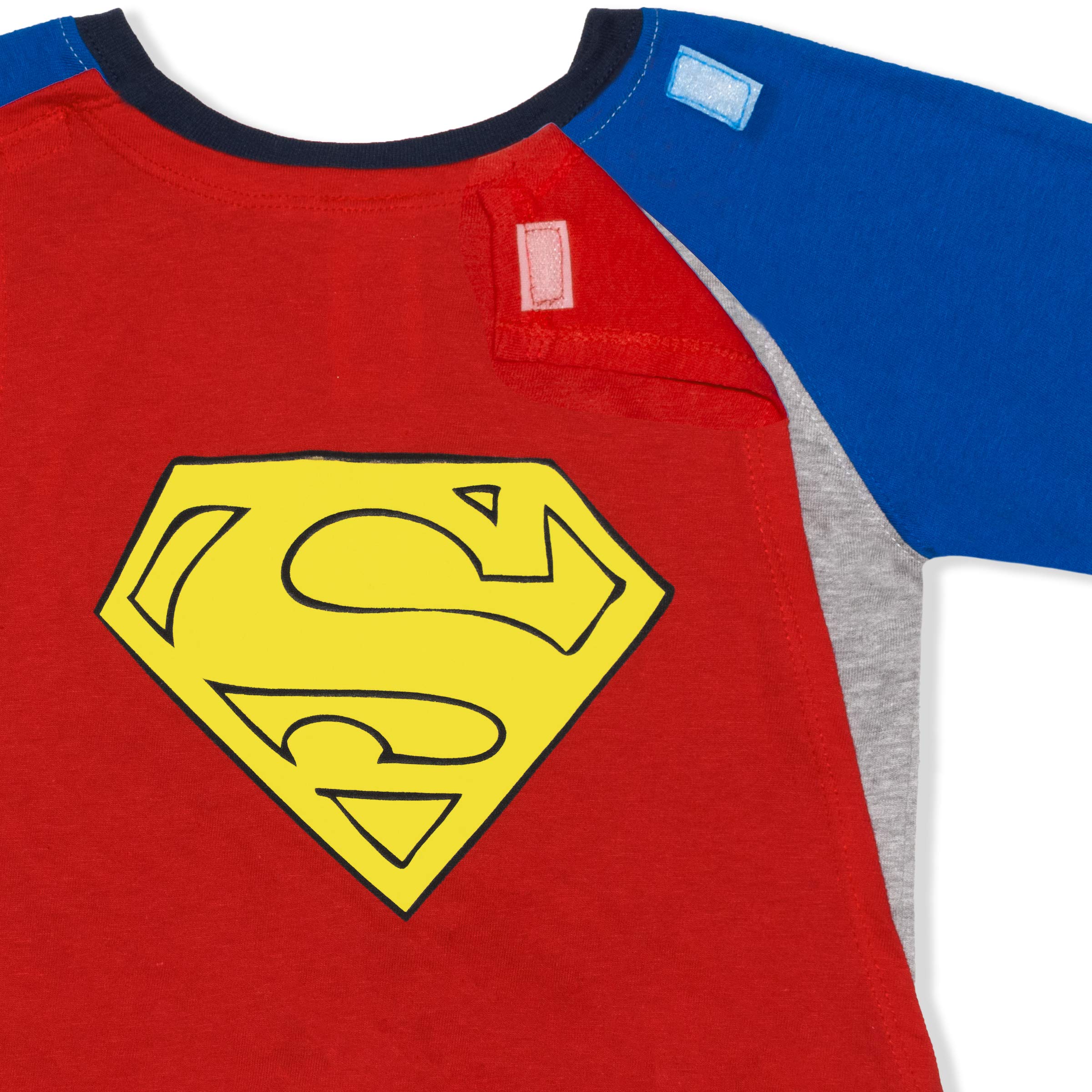 DC Comics Superman Boys Short Sleeve T-Shirt with Cape for Toddler and Big Kids โ Blue/Red/Grey