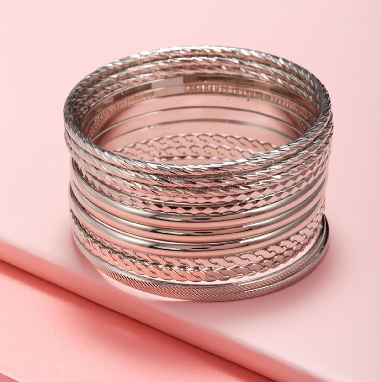 Chunky Stackable Textured Layers Bohemica Bracelets Set Indian Wedding Multi Pearl Beads Gold Bangle Bracelet Cable Smooth Western Wedding Jewelry for Women-3