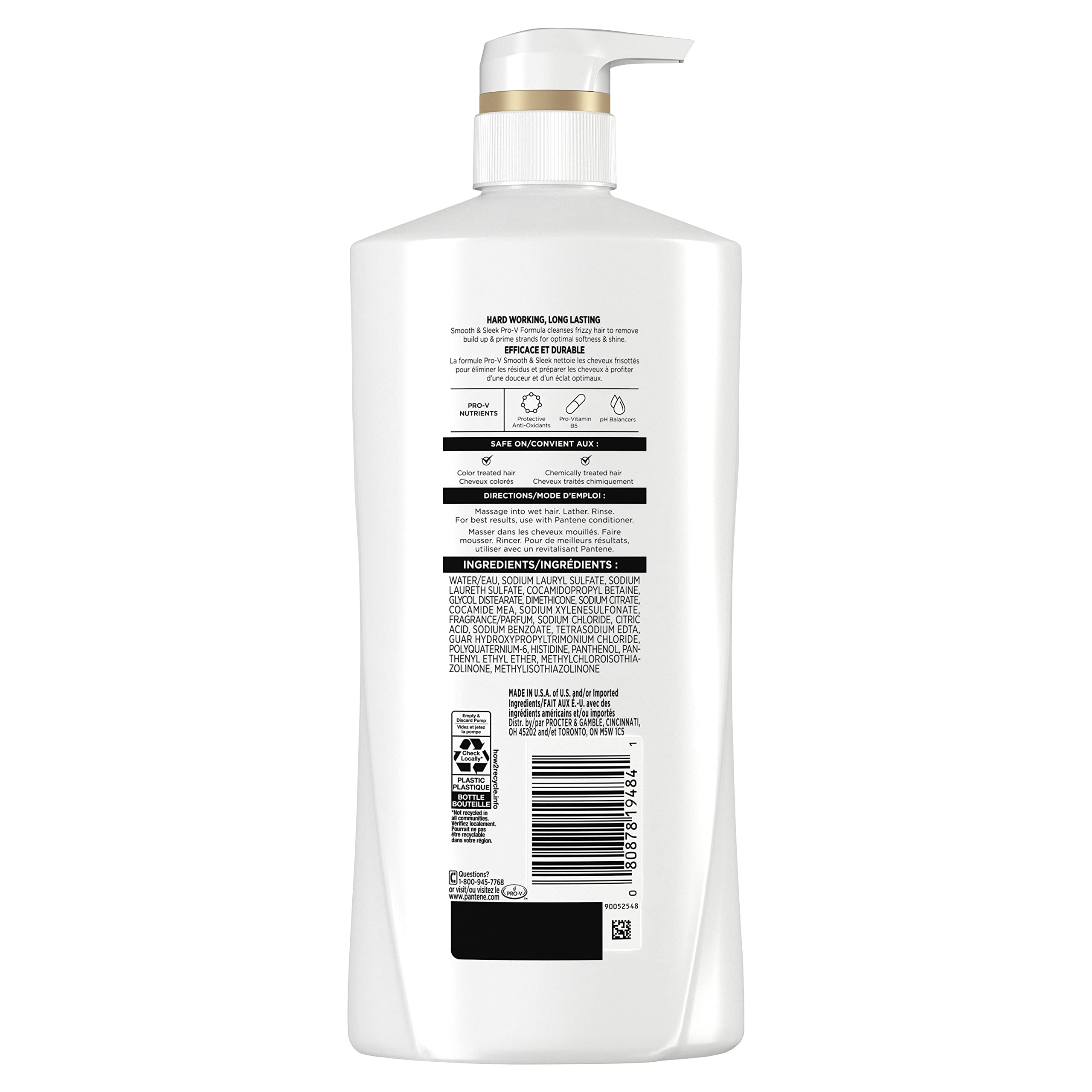 Pantene Pro-V Smooth and Sleek Shampoo 17.6 fl oz Pump Bottle