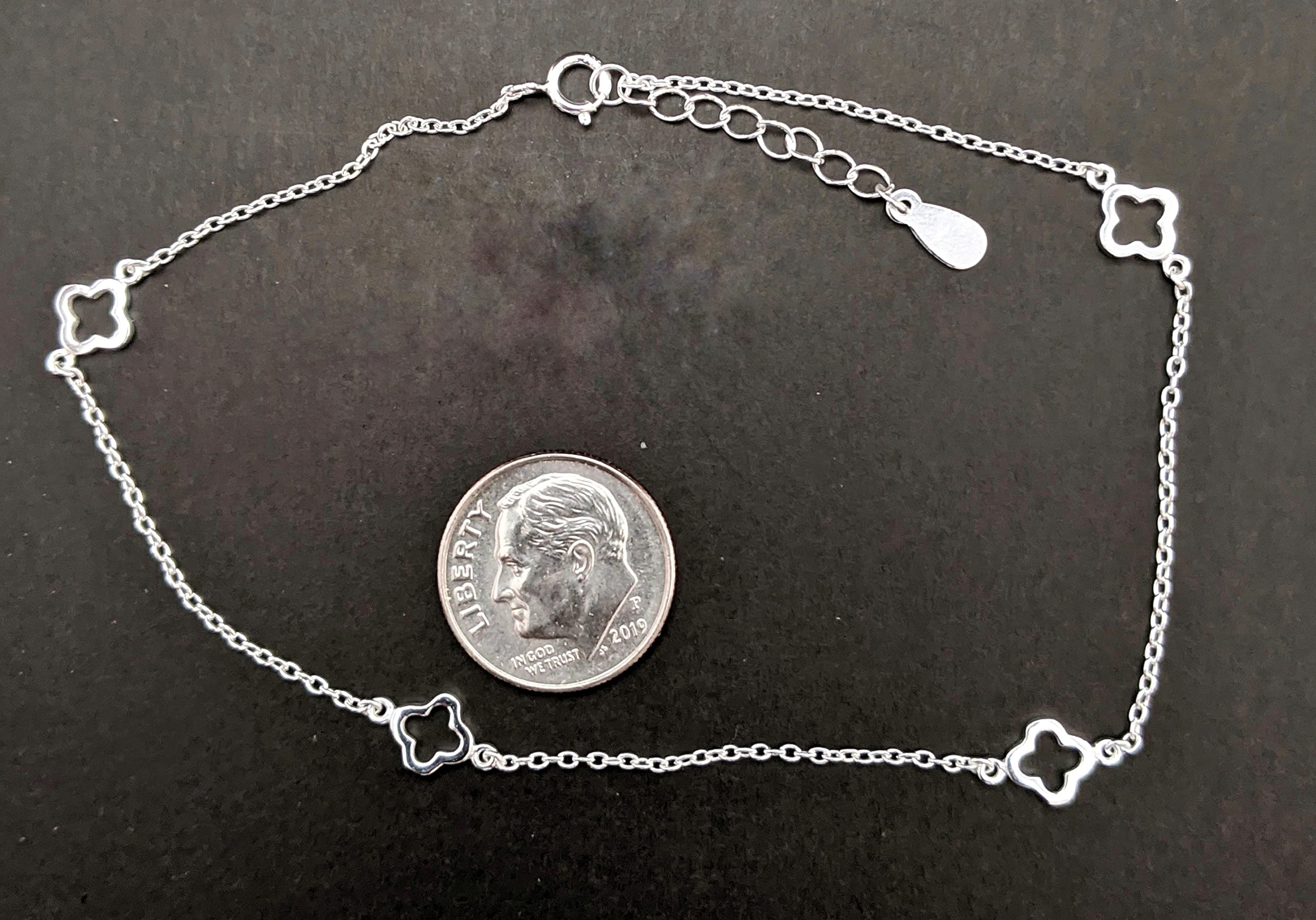 Clover Anklet Bracelet 925 Sterling Silver/Gift for Her/Summer Jewelry/Real Silver (Not Plated)