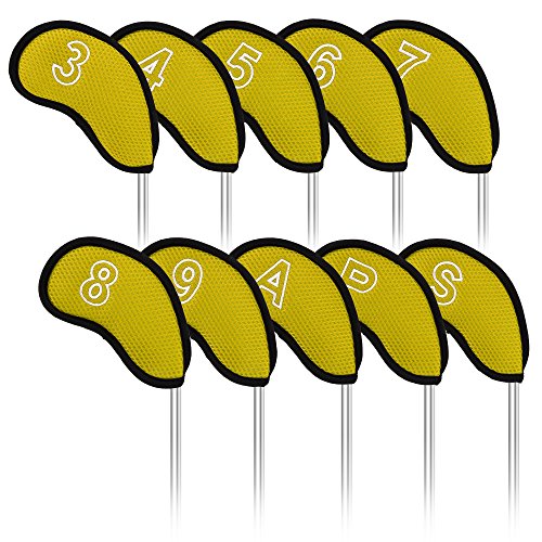 Craftsman Golf 10 pcs/set Meshy Golf Iron Covers Set (Yellow)