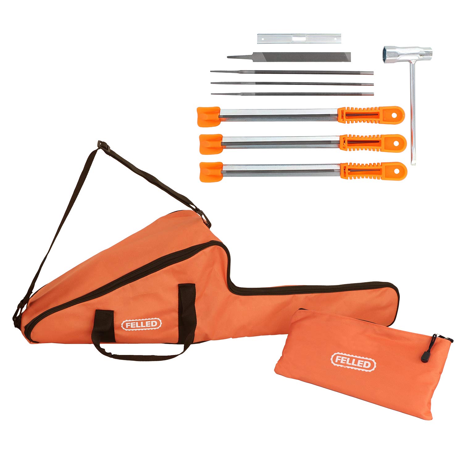 Felled Soft-Sided Chainsaw Carrying Case 18 Inch to 14 Inch and Chainsaw Sharpening Kit File Set, Guide Set, Depth Gauge