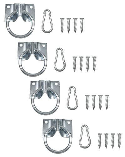 Nahntaipy Horse Tie Ring, Horse Cross Ties Set of 4 with Spring Snap Hook Carabiners, for Horse Stall Guards Blocker Hitching Barn Supplies 2 inch