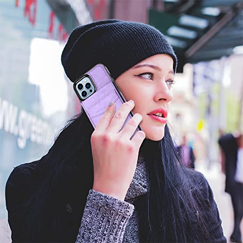 LakiBeibi Phone Case for iPhone 14 Pro Max Dual Layer Premium Leather Case for iPhone 14 Pro Max Wallet Case with Card Holders Flip Case Protective Case for iPhone 14 Pro Max 6.7 Inches,Purple