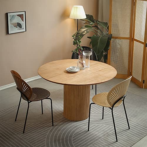 LAKIQ Modern Round Dining Table 35.5ββ Wide Pedestal Dining Room Table Contemporary Wooden Kitchen Dining Table for Small Space Small Apartment(Brown)