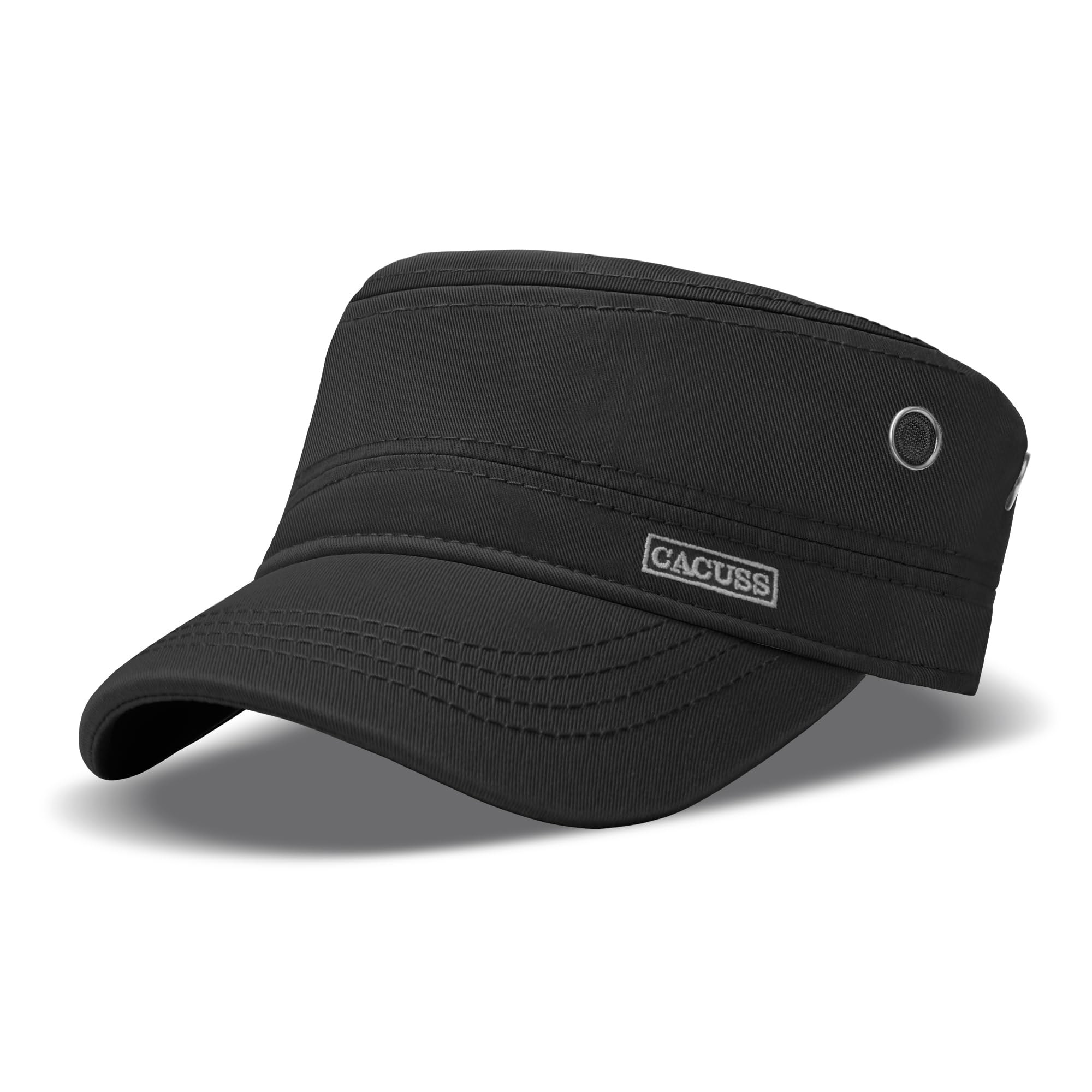 CACUSS Men's Cotton Army Cap Cadet Hat Trucker Dad Hat Military Flat Top Adjustable Classic Baseball Cap
