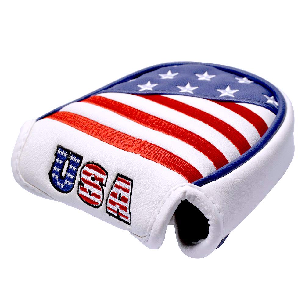 COOLSKY 1PC Golf Mallet Putter Head Cover American USA Flag Magnetic Closure Design Patriotic Headcover Synthetic Leather Protector