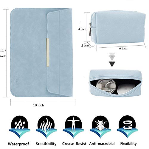 KALIDI 13.3-14 inch Laptop Stand Sleeve Case Faux Suede Leather for 13.3 13.5 13.6 14 inches MacBook Air Pro Retina 13"-14" Surface Pro with Pouch