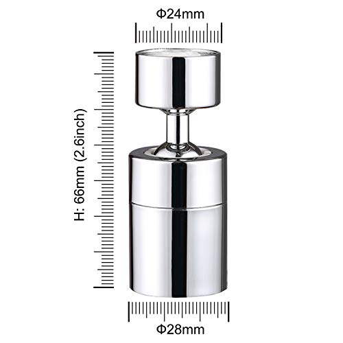 Faucet Aerator,Dual Function 360 Degree Swivel Sink Aerator,Big Angle 80 Degree Rotation 2 Sprayer Kitchen Faucet Aerator,55/64 Inch-27UNS Female Thread,2.5GPM,Polished Chrome