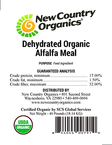 New Country Organics | Alfalfa Meal | Certified Organic and Non-GMO | Feed Grade | 50 lbs
