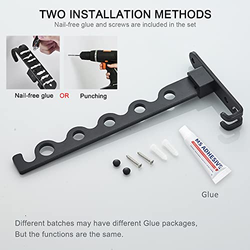 Gnimauhz Small Wall Clothes Rail, Aluminium Foldable Drying Rack Hook 90° Rotation Coat Hanger for Laundry Bathroom Balcony (1ps Black Fixed Seat)