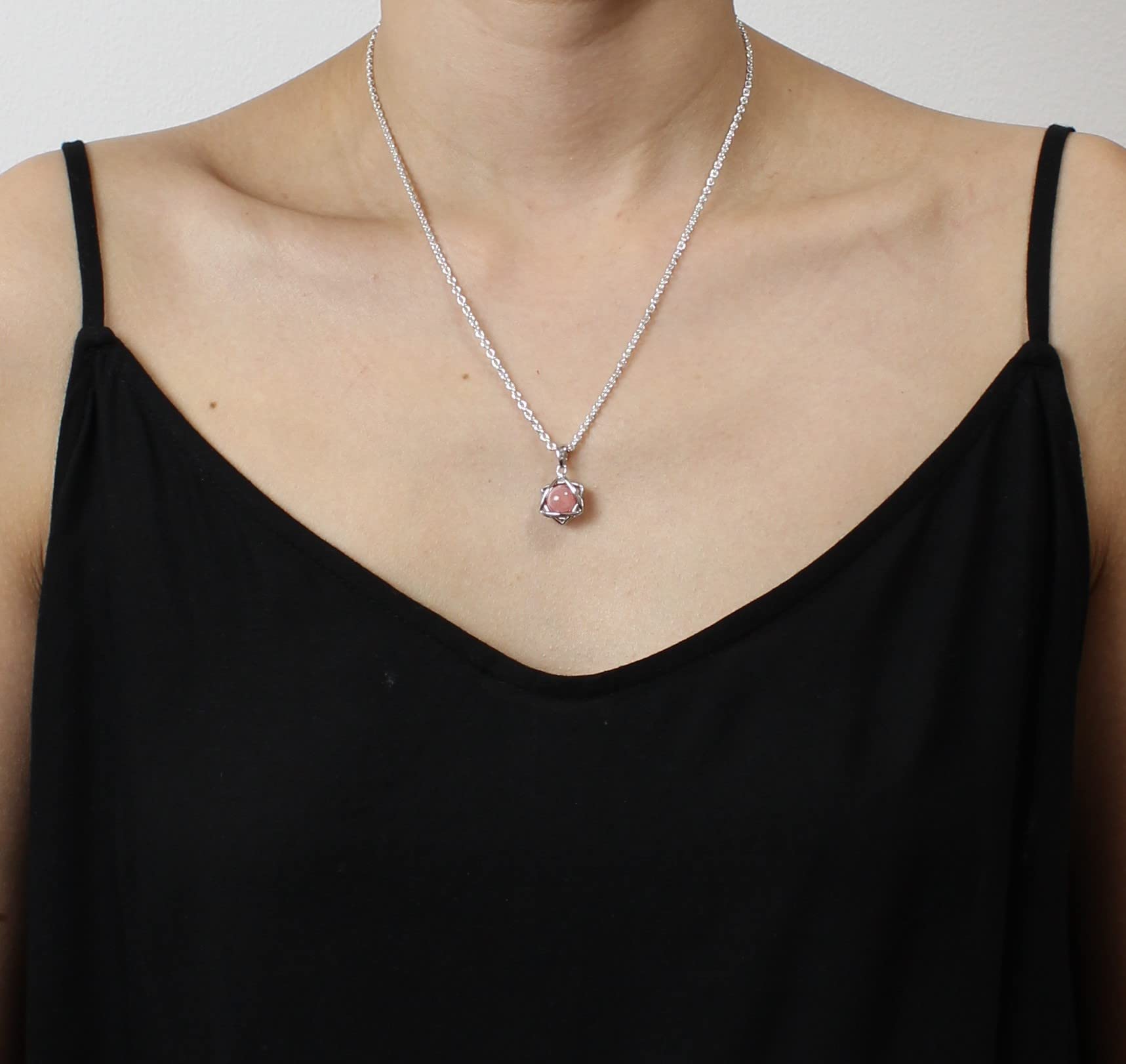 COSUMOSU Rhodochrosite 6 Point star 925 Sterling Silver Pendant for necklace