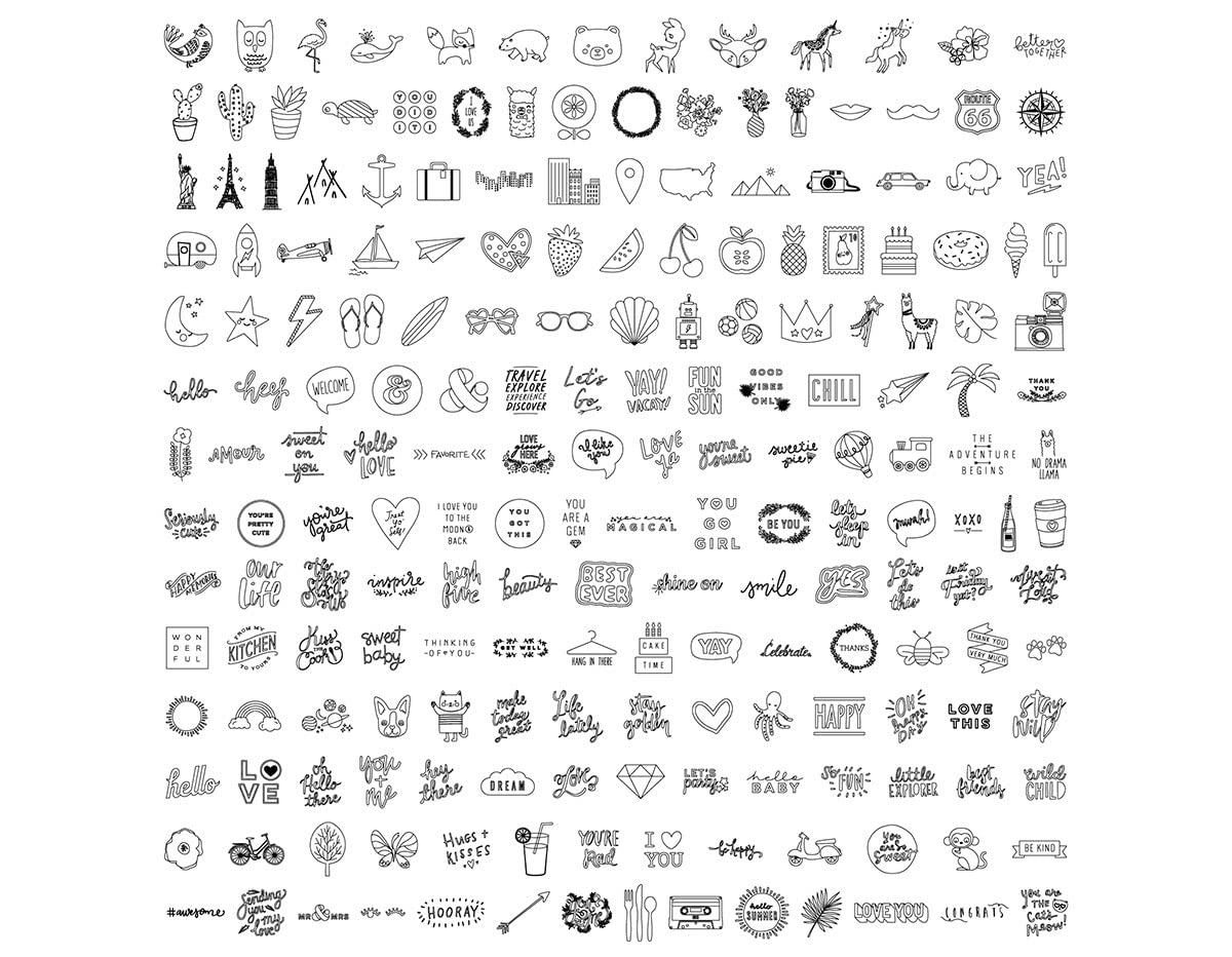 We R Memory Keepers 0633356606888 Drives Foil Quill-Icons and Words (200 Designs), Multicoloured