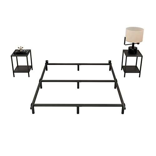 NEW JETO Metal Bed Frame - Sturdy Platform Bed Frame Heavy Duty Non-Slip Bed Frame Black Full Bed Frame 9 Leg Support Easy to Assemble,Suitable for Without Taking Up Space and Easy to Move