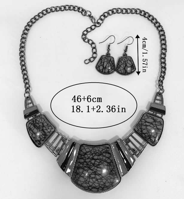 YAZILIND Vintage Ethnic Tibetan Sliver Turquoise Bib Collar Earrings Necklace Jewelry Set Women Gift