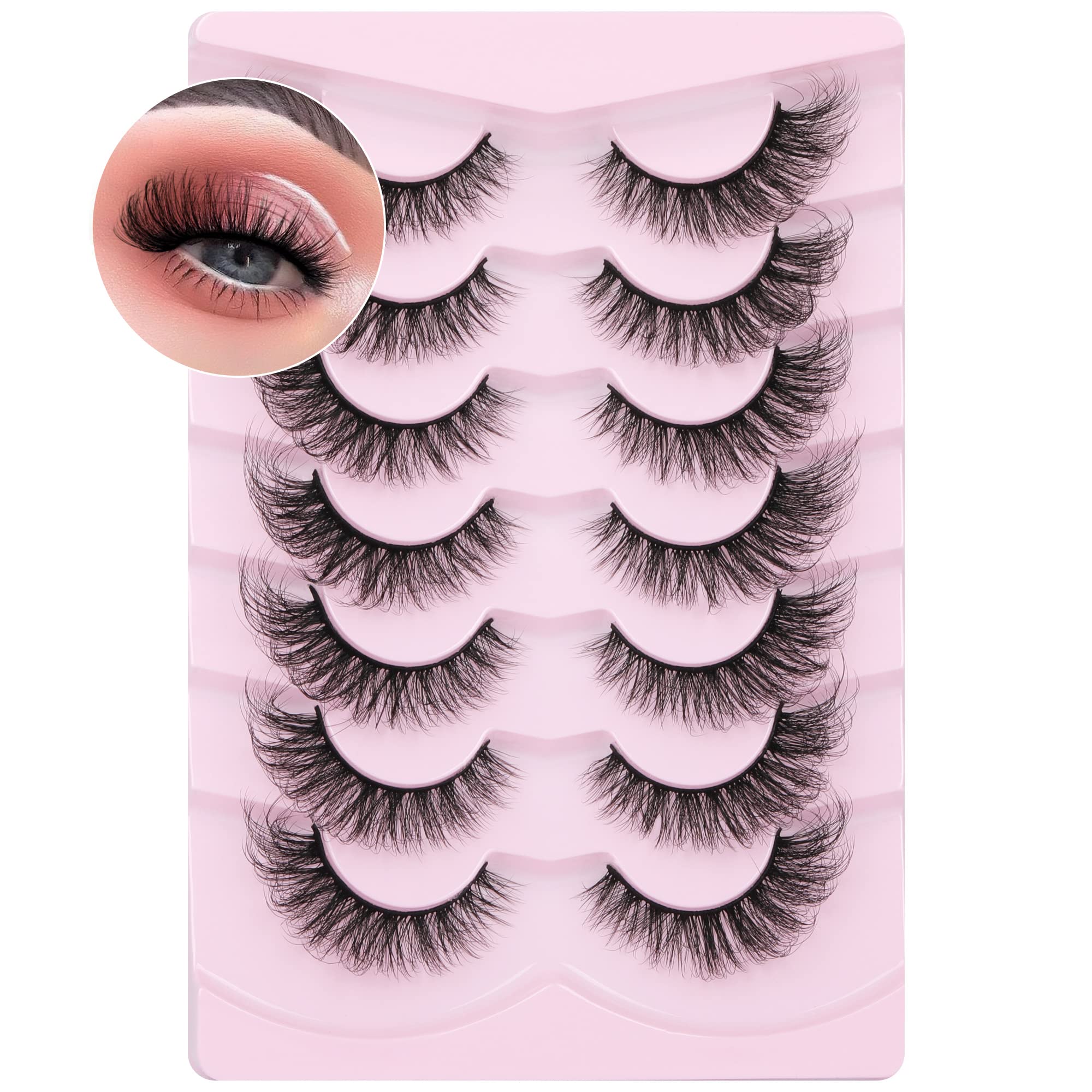 Fluffy False Eyelashes Wispy Fox Eye Lashes Mink Eyelashes Natural Look Fake Lashes that Look Like Extensions by Eefofnn