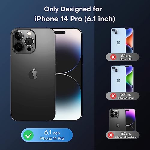TAURI [5 in 1 Magnetic Case for iPhone 14 Pro [Military Grade Drop Protection] with 2X Screen Protector +2X Camera Lens Protector, Transparent Slim Fit Designed for Magsafe Case-Clear