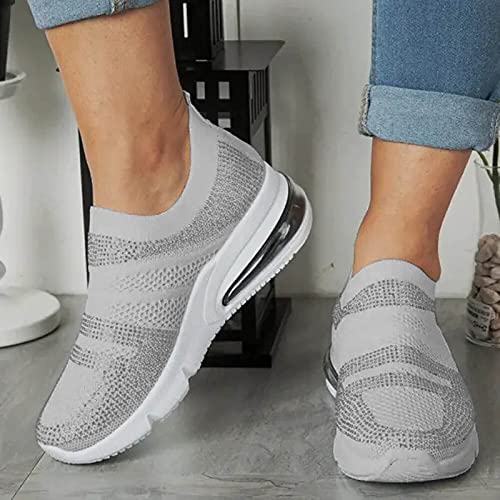 FASDNENDYS Breathable Soft Lightweight Mesh Sole Solid Color Casual Women's Women's Hiking Slip Shoes Women White