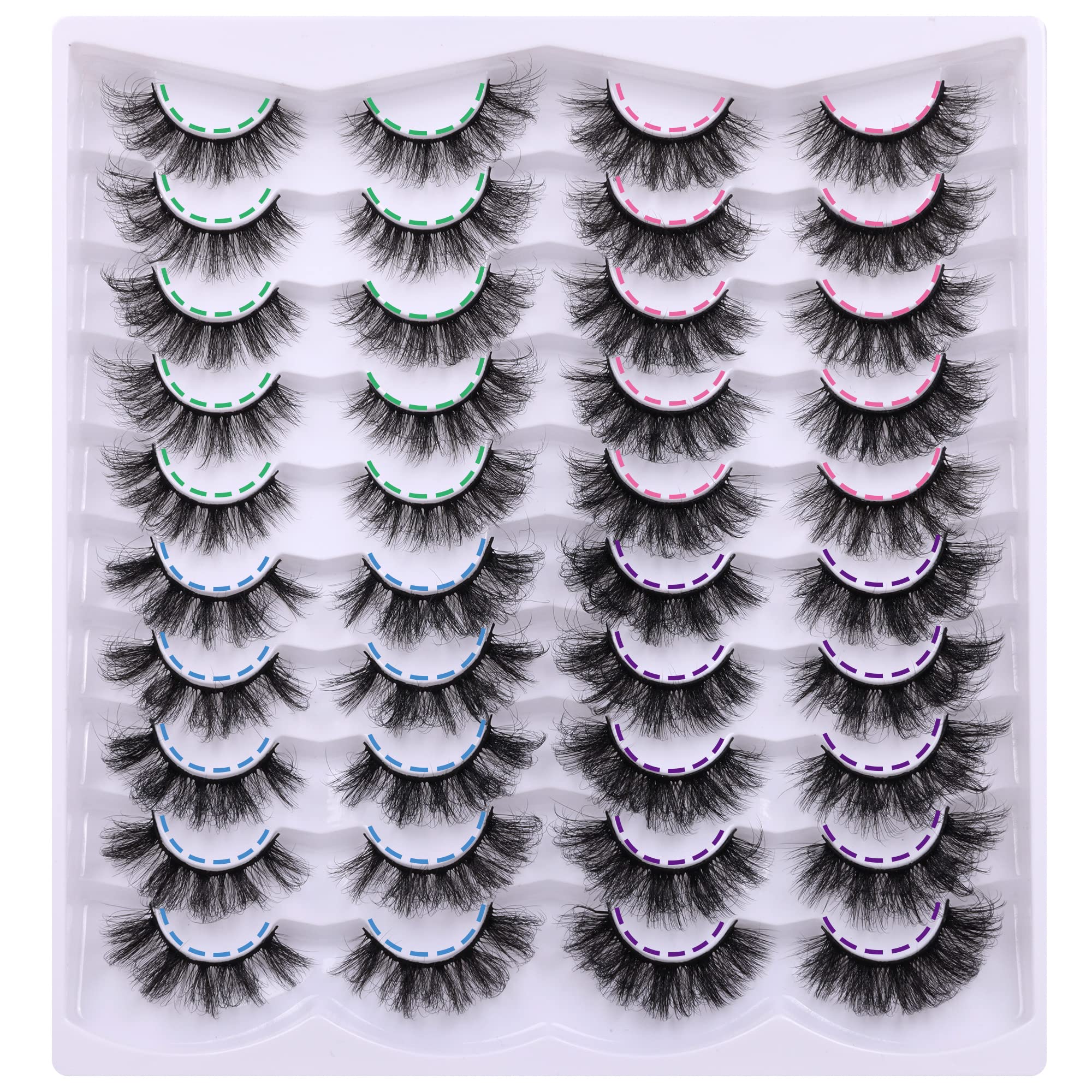 Fluffy Lashes 20mm Dramatic False Eyelashes 3D Faux Mink Lashes 4 Styles Wispy Lashes Pack 20 Pairs by Zegaine