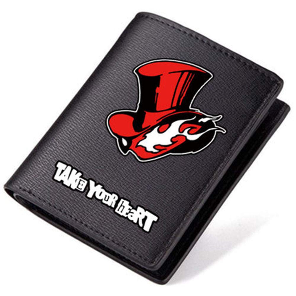 yehert Pu Leather Short Billfold Wallet Credit Card Holder For Wen，Women， Red Hat Logo Black Purse (#2 Red)