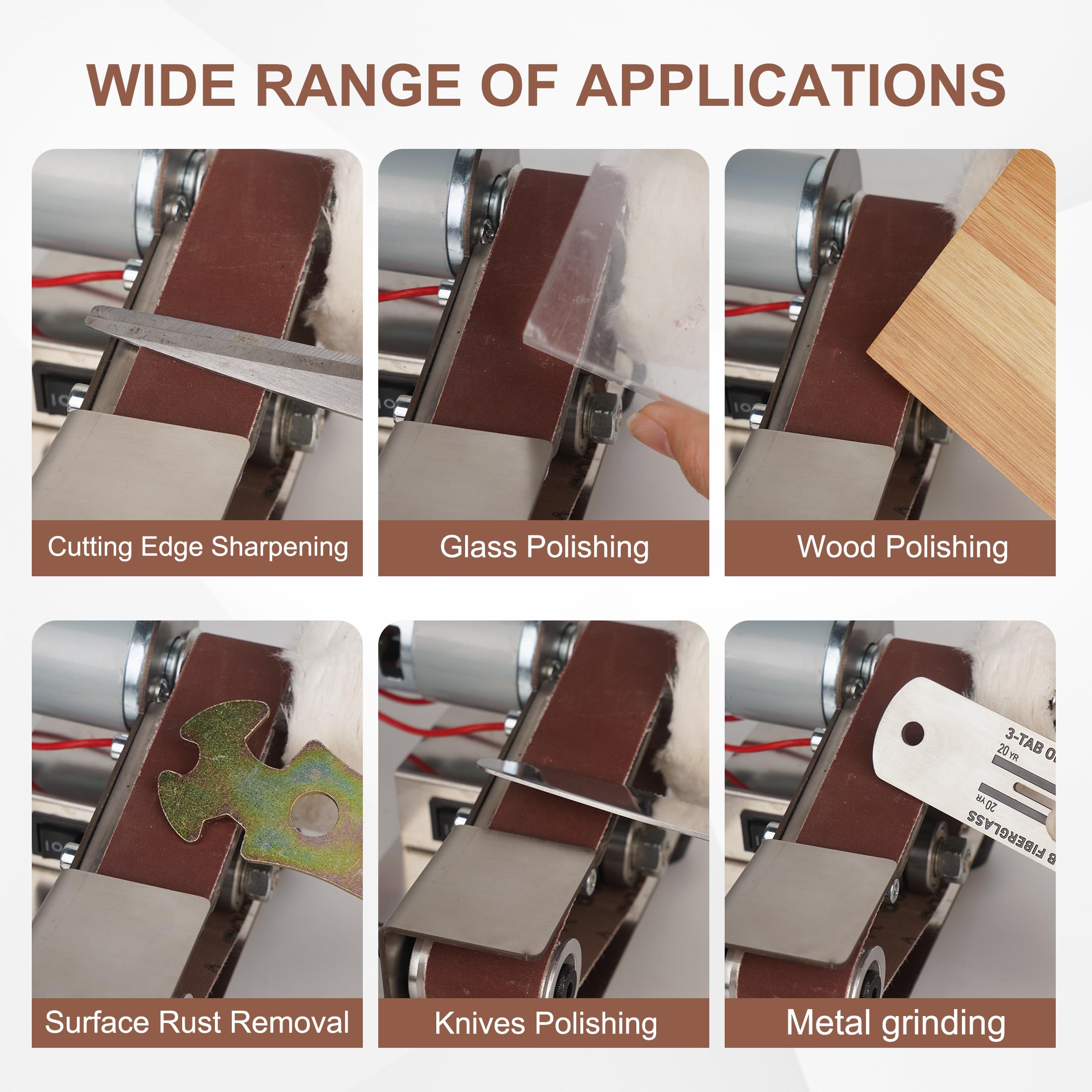 LAIWOO Mini Belt Sander, 15 Degree Electric Belt Sander, 7 Adjustable Speed Mini Bench Belt Grinder for Metal Working, Knife Making and DIY Woodworking