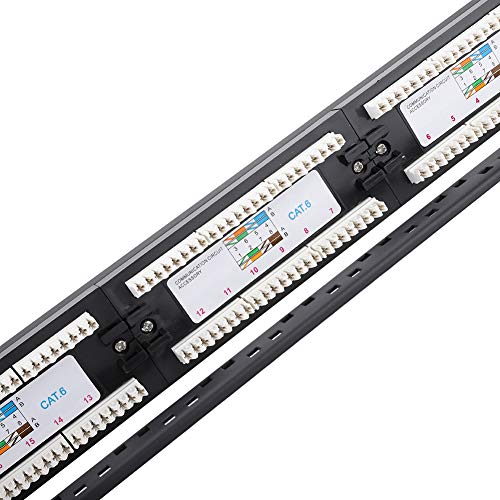 FECAMOS CAT6 Patch Panel, Data Patch Panel High Strength 24 Port Steel Neatly Arranged for Modular Equipment