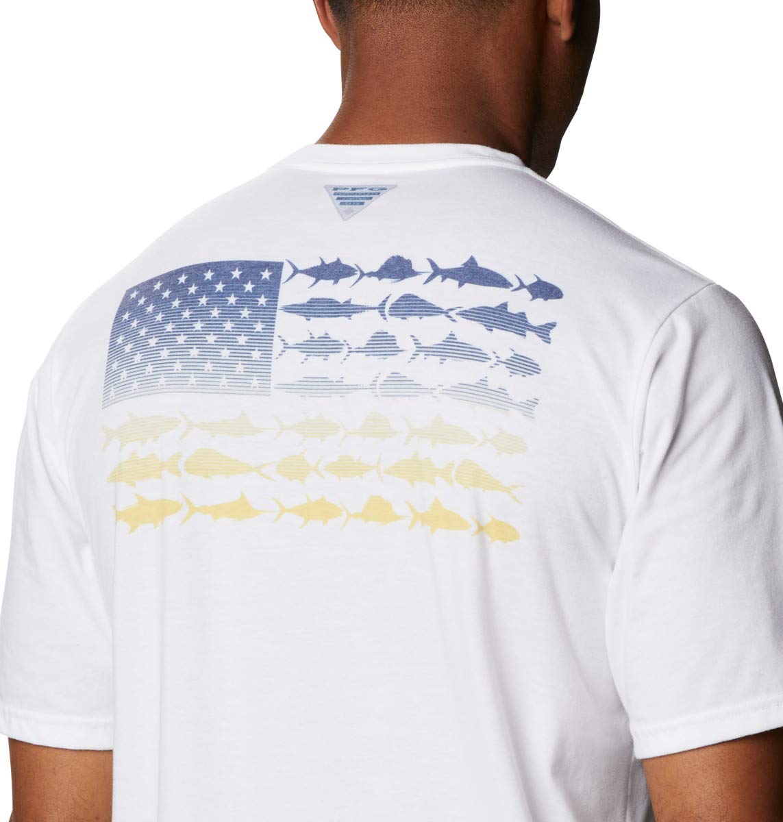 Columbia Men's PFG Fish Flag Graphic Short Sleeve, Black/Graphite/City Grey, Small