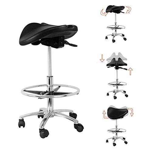 Ergonomic Split Style Saddle Stool Rolling Stool Dentist Chair Swivel Stool, Medical Dental Stool Height Adjustable for Hospital Laboratory Salon Office Home