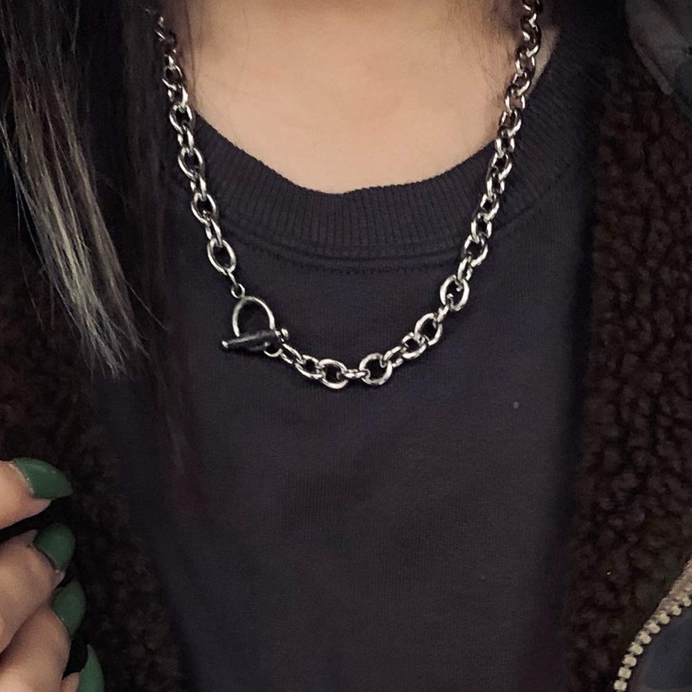YERTTER Dainty Unique Punk Layering Chain Choker Necklace Boho Jewelry Set Layered Pendant Statement Chunky Chain Necklace for Women Man