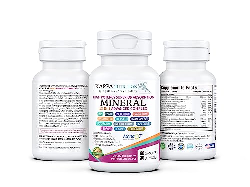 KAPPA NUTRITION (90 Capsules),Vitamin K2, Vitamin D3, Zinc, Selenium, Vanadium, Copper, Manganese, Potassium, Molybdenum, Calcium, Chromium, Iodine, Boron, Mineral 13 in 1 Advanced Complex, from