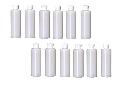 Natural Farms 8 oz Plastic Flip Top Pour Spout Bottles - 12 Pack - for Essential Oils, Perfumes, Lotions