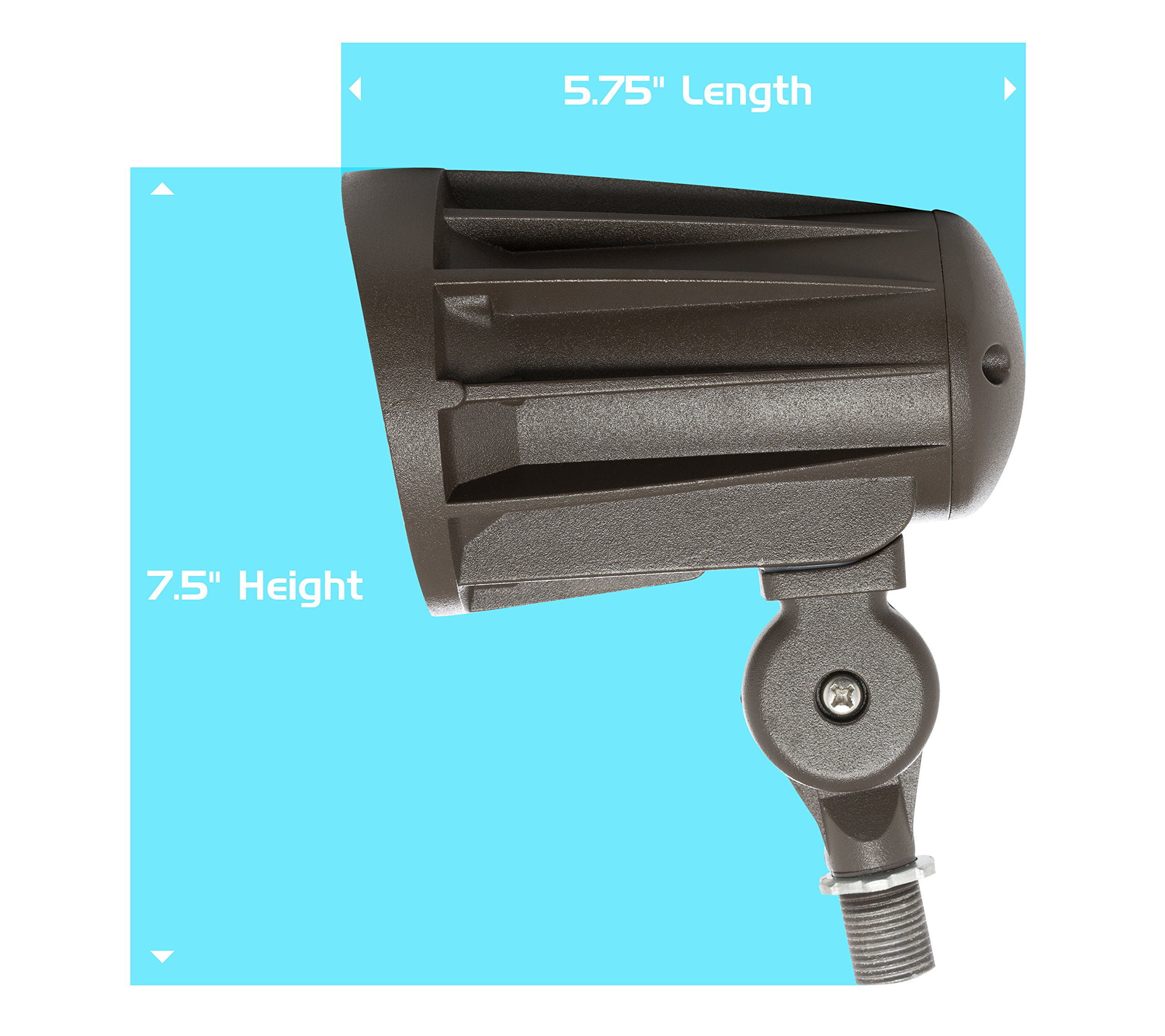 Westgate WG LED 12 Volt Outdoor Landscape Garden Bullet Flood Lights - Path Walkway Lawn Spotlights - Wire/Spike Accessories Included (24W 5000K Cool White Bronze)